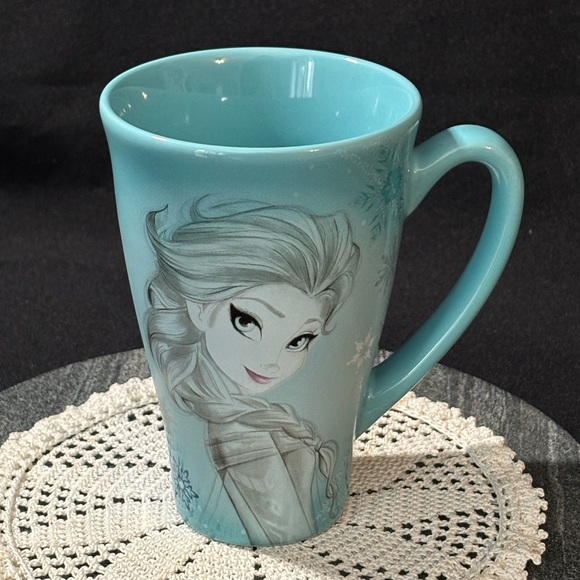 Disney | Dining | Disney Store Frozen Elsa Blue Latte Tall Ceramic ...